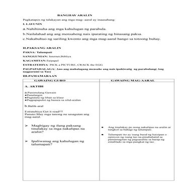 BANGHAY ARALIN.docx lesson plan ni mela | DOCX