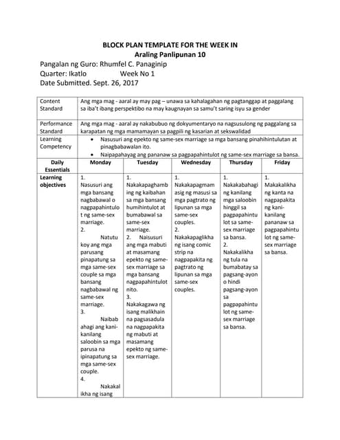 Detailed Lesson Plan- Araling Panlipunan 10 | DOCX