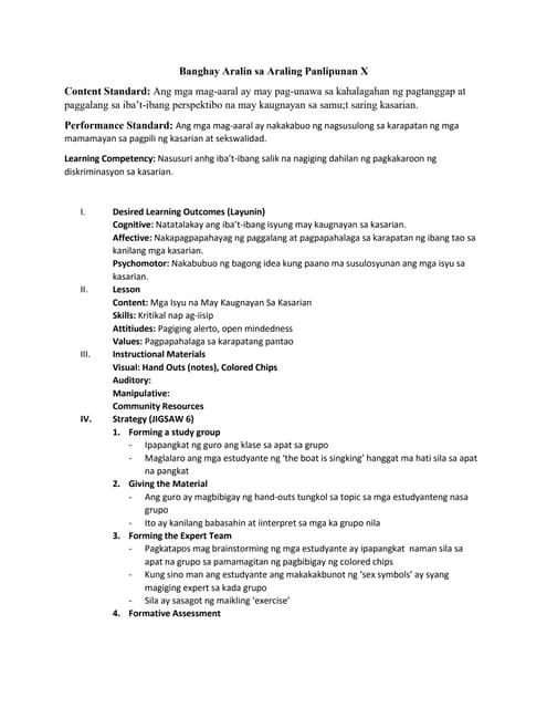 Banghay aralin sa araling panlipunan 9 | PDF