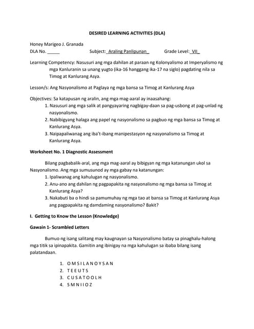 MATATAG LESSON PLAN IN ARALING PANLIPUNAN 7 | DOCX