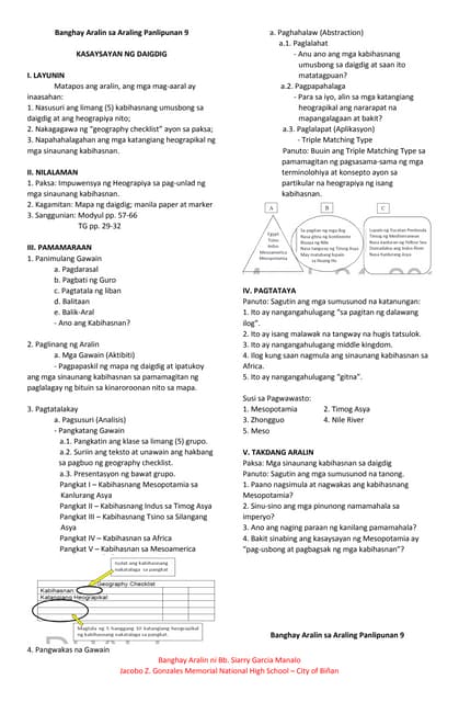MATATAG LESSON PLAN IN ARALING PANLIPUNAN 7 | DOCX