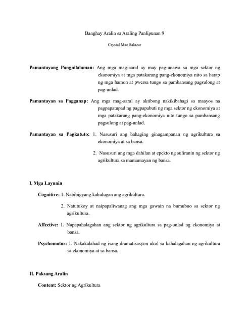 Banghay aralin sa araling panlipunan 9 | PDF