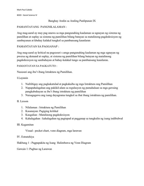 Banghay aralin sa araling panlipunan 9 | PDF