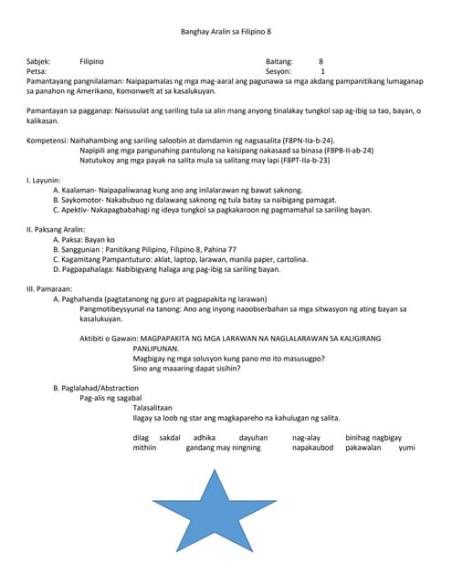 MASUSING BANGHAY ARALIN sa Filipino 7.docx