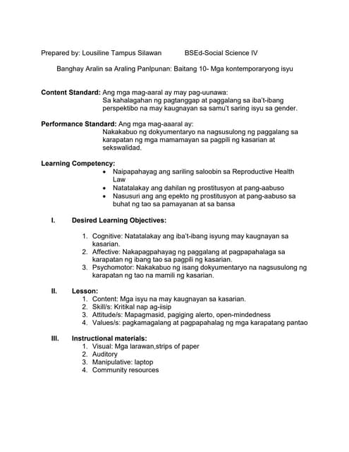 Banghay aralin sa araling panlipunan 8 | PDF