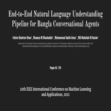 End-to-End Natural Language Understanding Pipeline for Bangla Conversational Agent | PDF