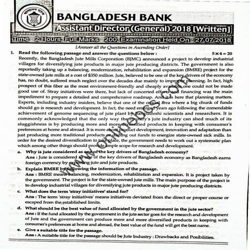 Bangladesh bank assistant director (general) 2018 written [www ...