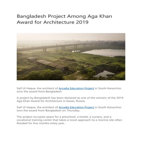 Bangladesh Project Among Aga Khan Award for Architecture 2019 | PDF