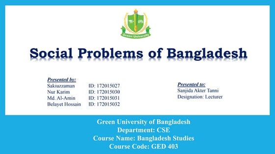 Social problem of bangladesh | PDF | Crime & Harmful Acts to ...