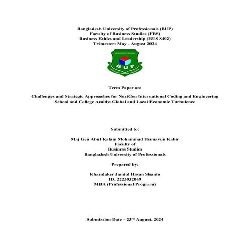 Bangladesh University of Professionals (BUP) Leadership term paper by ...