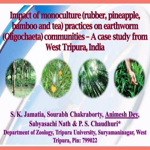 Impact of monoculture (rubber, pineapple, bamboo and tea) practices on earthworm (Oligochaeta ...