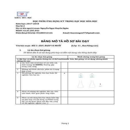 Bảng mô ta HSDH | DOCX