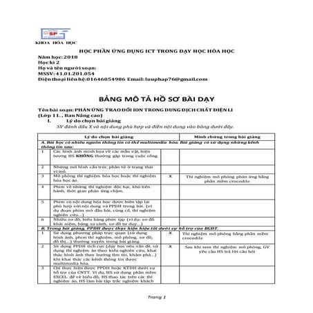 BẢng mô tả HSDH | PDF