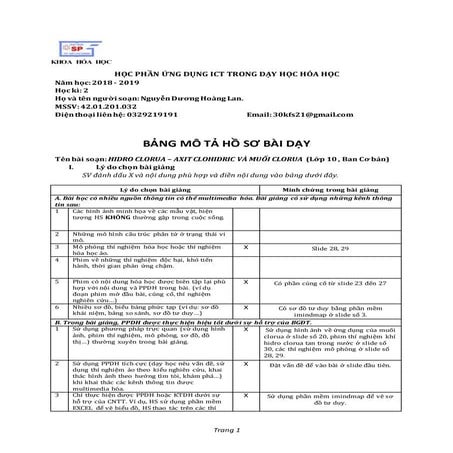 Mô tả HSDH Hydroclorua | DOCX