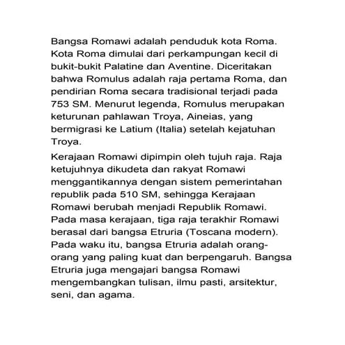 Bangsa romawi adalah penduduk kota roma | DOC