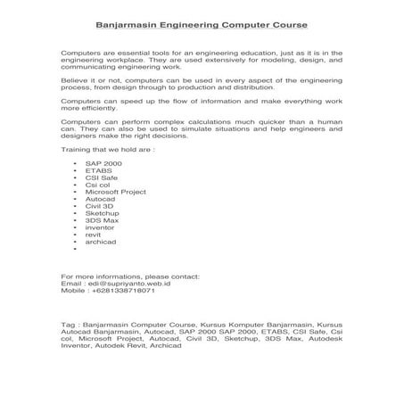 Banjarmasin engineering computer course | PDF