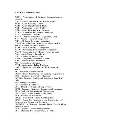 Bank list of abbreviations | DOCX