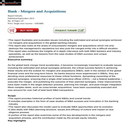Bank - Mergers and Acquisitions | PDF