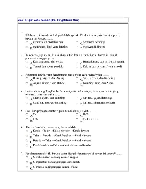Ulangan IPA Kelas 1 Semester 2-www.mautidakmauharusmau.blogspot.com