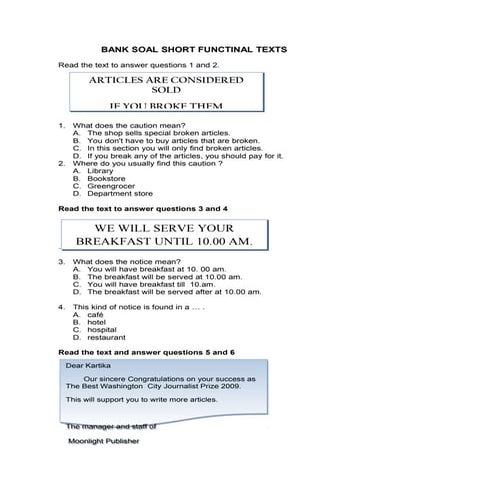 Bank soal-short-functional-texts (1) | DOC