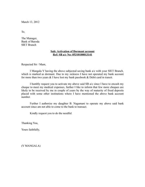 Request for overdrafting facility | DOCX | Business Banking & Finance ...