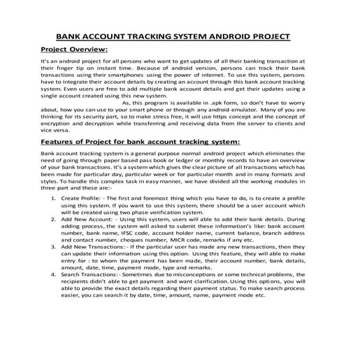 Bank account tracking system | DOCX