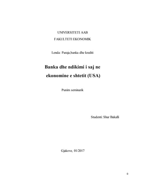 Banka dhe afarizem bankar | DOC