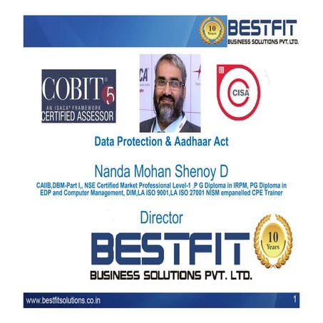 Data Protection & Aadhaar Act | PDF