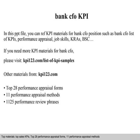 Bank cfo kpi | PPT