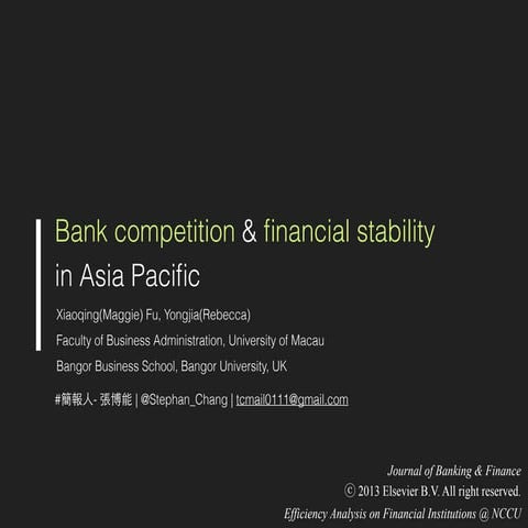 Bank competition and financial stability in asia pacific | PPT