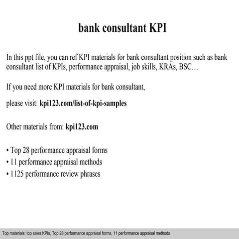 Bank consultant kpi | PPT