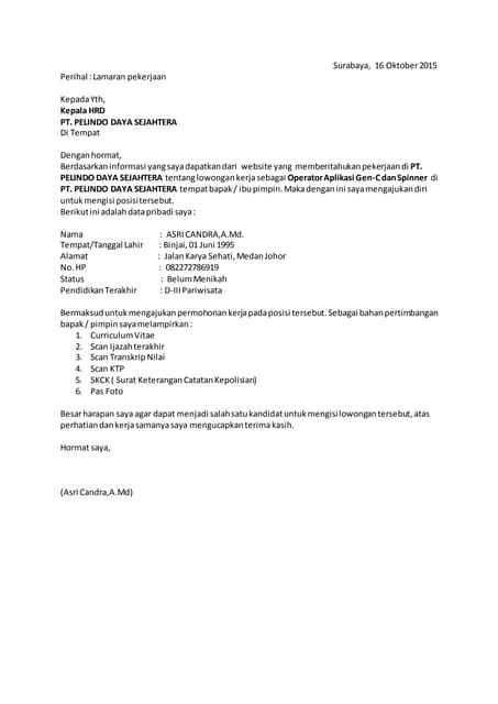 Surat lamaran | DOCX