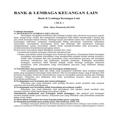 Bank dan lembaga keuangan lain | PDF