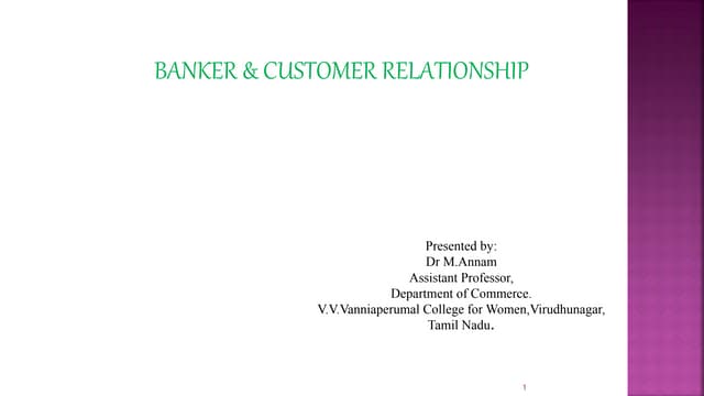 Banker & Cuctomer Relationship | PPTX | Business Banking & Finance | Business