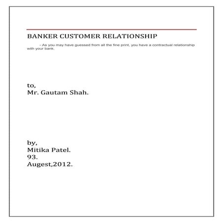 Banker customer relationship | DOCX
