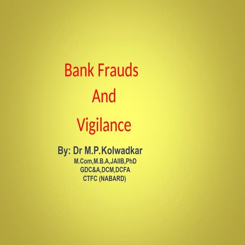 Bank Fraud & Vigilance Activities to prevent frauds in banking | PPT