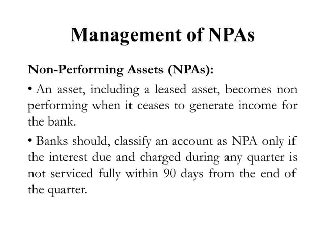 Non Performing Assets (NPA) | PPT | Business Accounting & Finance ...