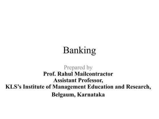 INTRODUCTION TO BANKING | PPT
