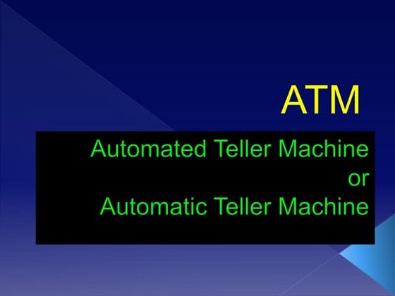 ATM and NDC Overview for eduction on ATM technology.pptx | Computing ...