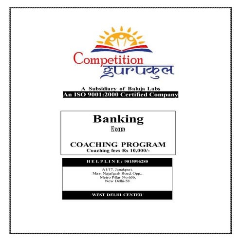 banking Coaching Institute in Delhi, Janakpuri | PDF