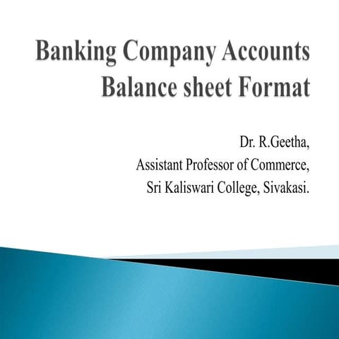 Banking company balance sheet format | PPTX