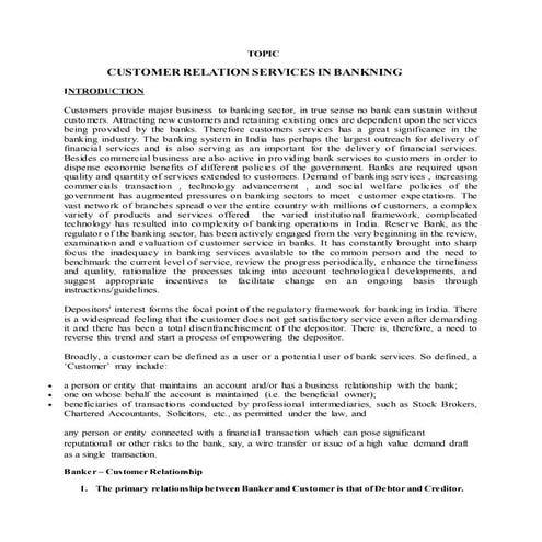 Banking customer relationship | DOCX