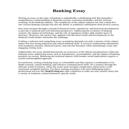 Banking Essay. Central Piedmont Community College | PDF