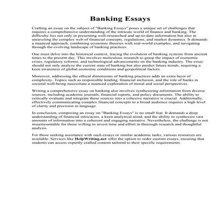 Banking Essays | PDF | Consumer Banking | Personal Finance