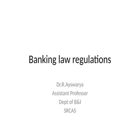 Banking Law Regulations Banking Operations Pptx