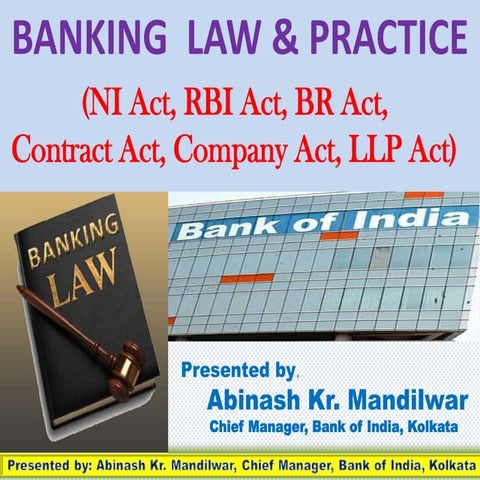 BANKING LAW & PRACTICE (NI Act, RBI Act, BR Act, Contract Act, Company ...