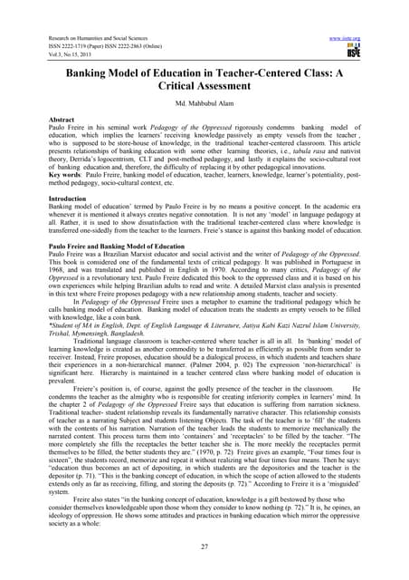 Paulo Freire's contrasting concepts of the banking model.pptx