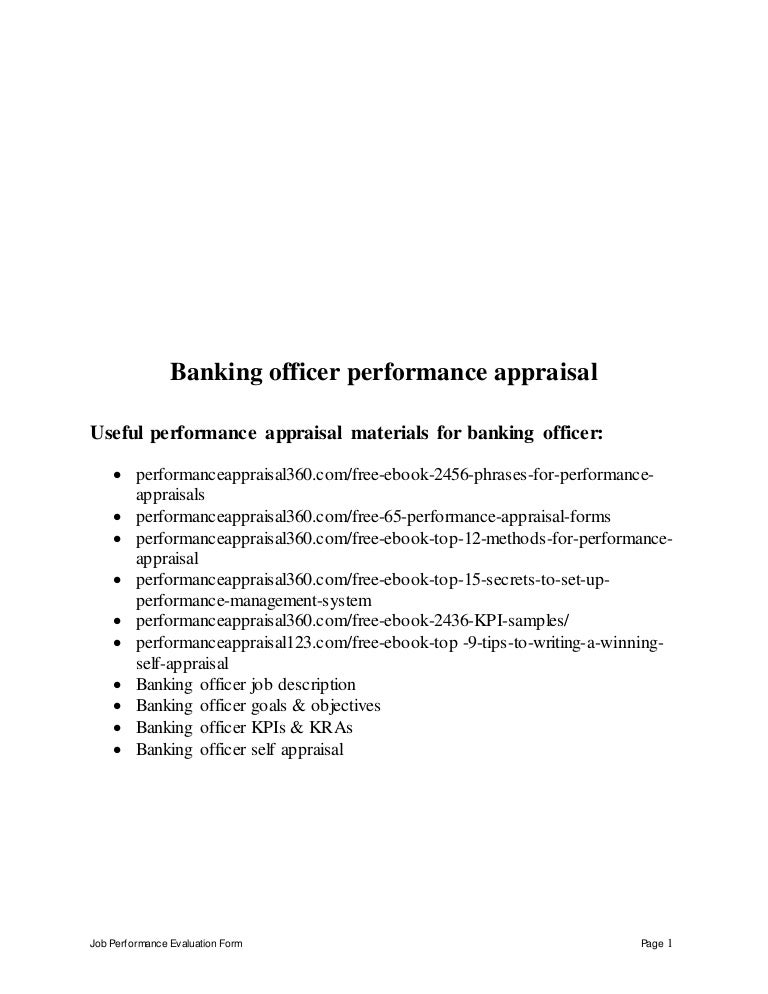 Banking Officer Performance Appraisal banking-officer-performance-appraisal
