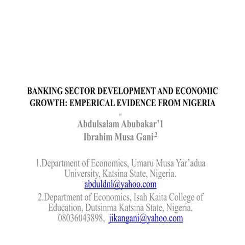 Banking sector development and economic growth slides for presentation ...