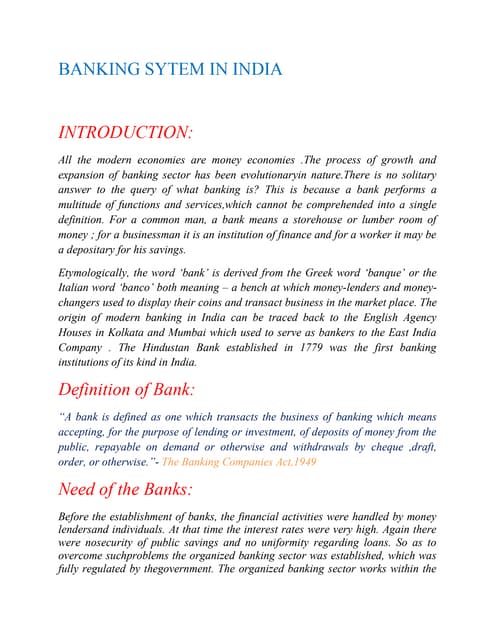 INTRODUCTION TO BANKING | PPTX